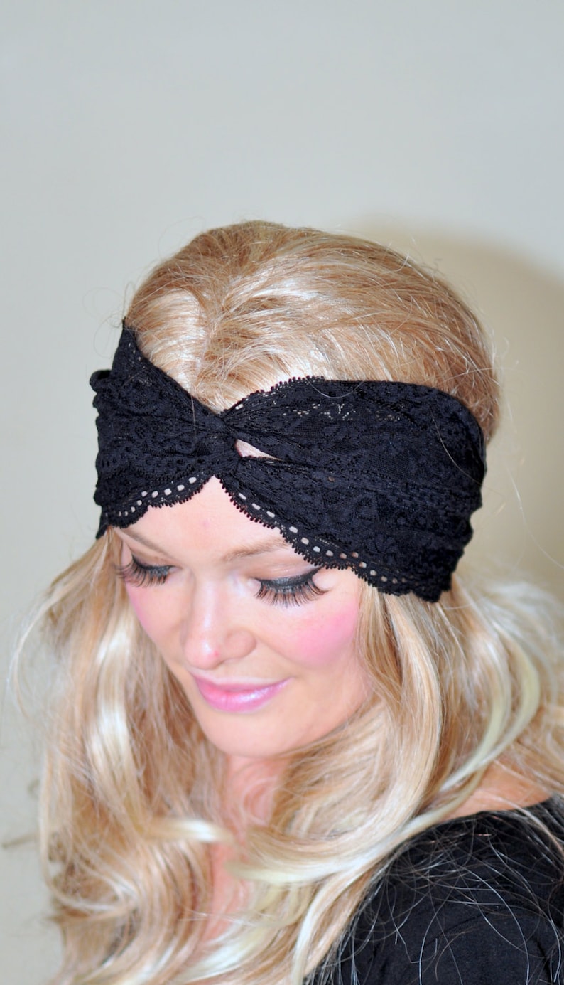 Turban Headband Black Lace Turban Black Turban Headwrap Lace Etsy