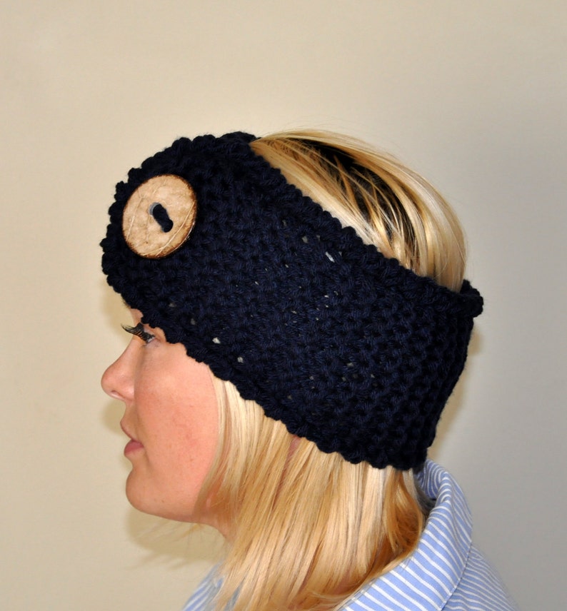 Ear Warmer Headband Head Wrap Button Choose Color Black Knit Etsy