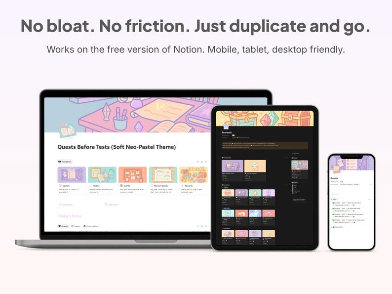 Gamified RPG Notion Dashboard for Students - Quests Before Tests -soft ...