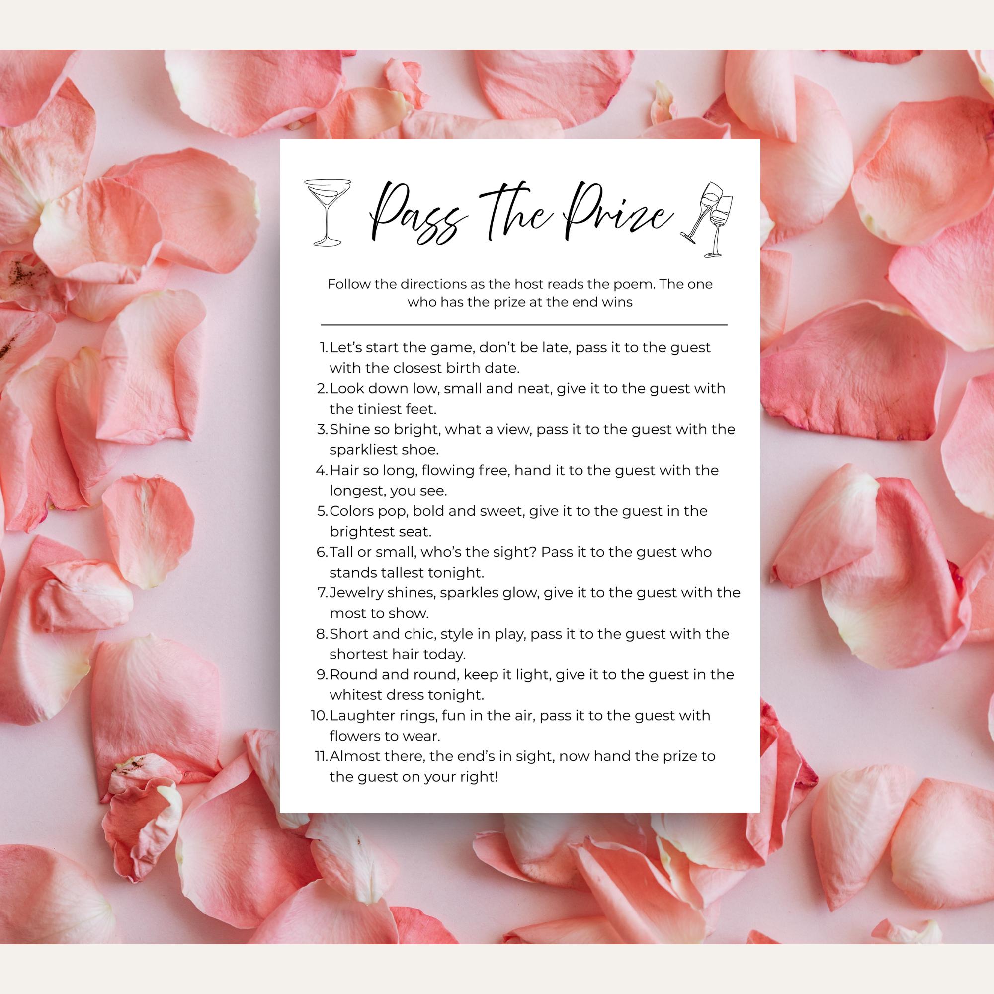 Pass the Prize Bridal Shower Game Pass the Gift Bachelorette Party Game ...
