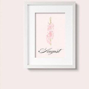 August Birth Flower Printable | Gladiolus Wall Art | Birth Month Flower ...