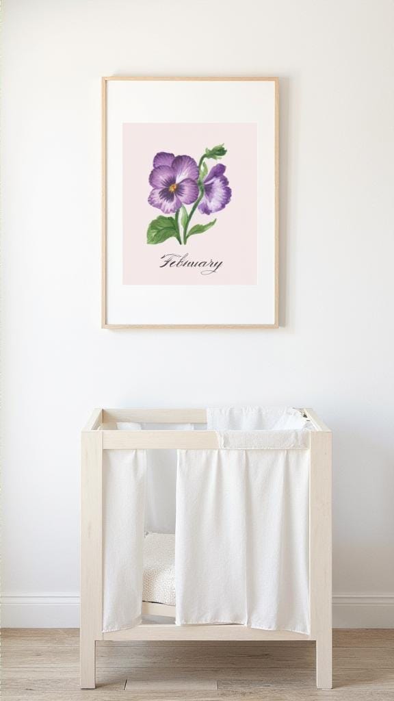 February Birth Flower Printable | Violet Floral Wall Art | Birth Month ...