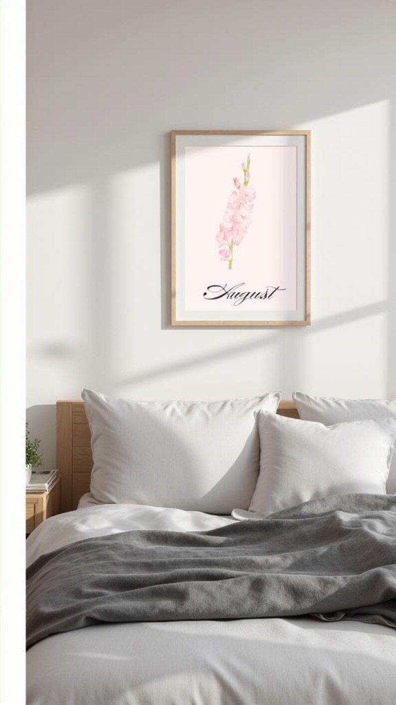 August Birth Flower Printable | Gladiolus Wall Art | Birth Month Flower ...
