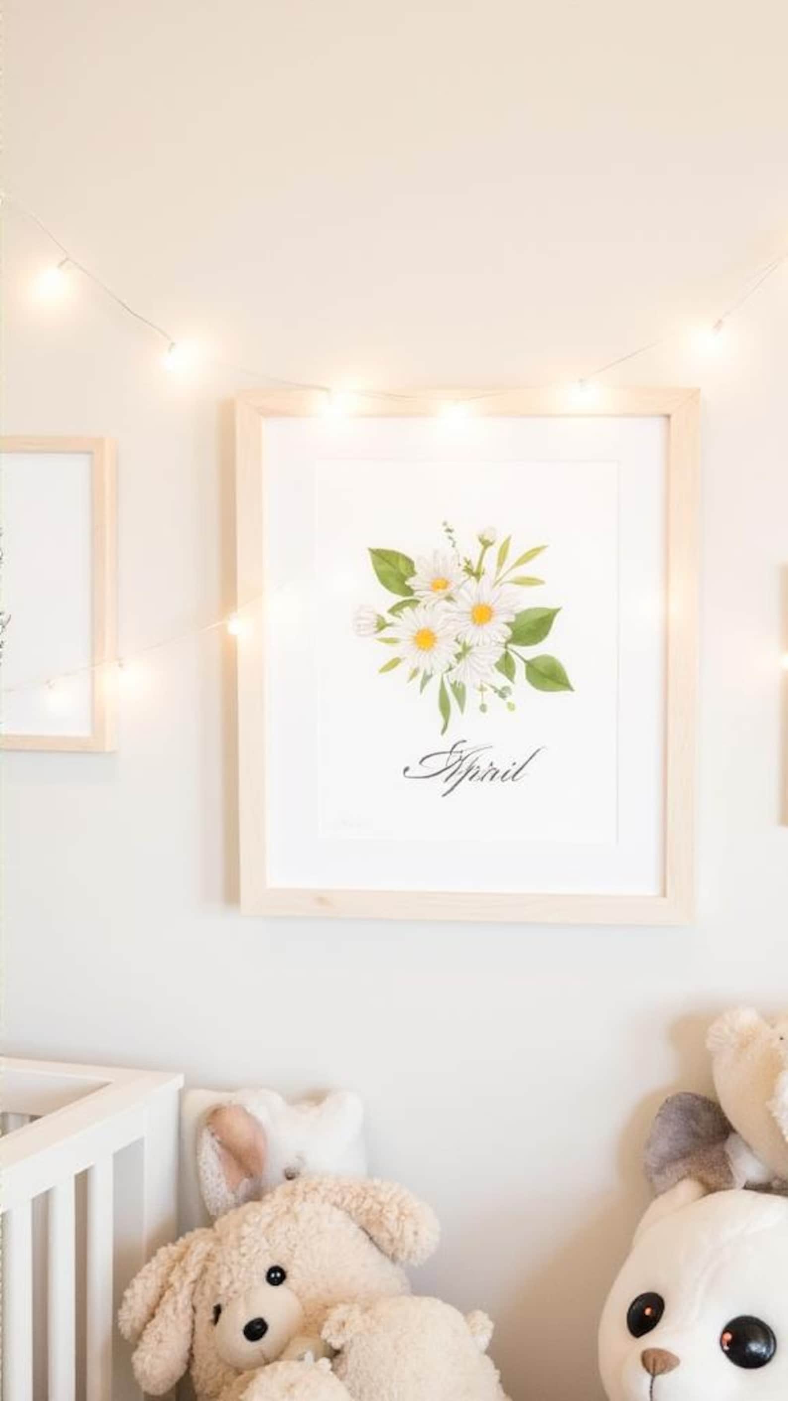 April Birth Flower Printable | Daisy Floral Wall Art | Birth Month ...