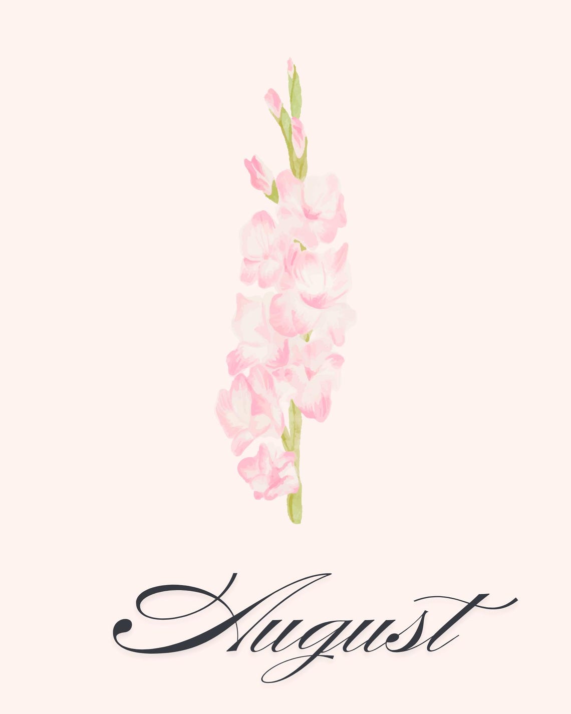August Birth Flower Printable | Gladiolus Wall Art | Birth Month Flower ...
