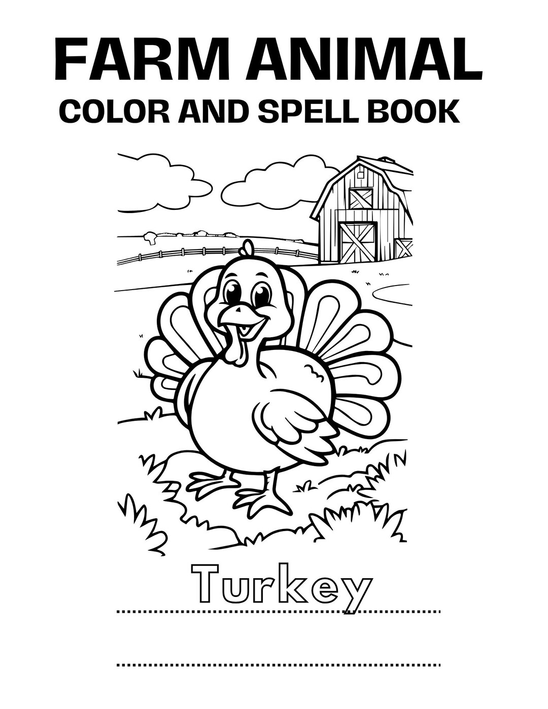 Farm Animal Coloring Book for Kids Volume 2 Printable Learn to Spell ...