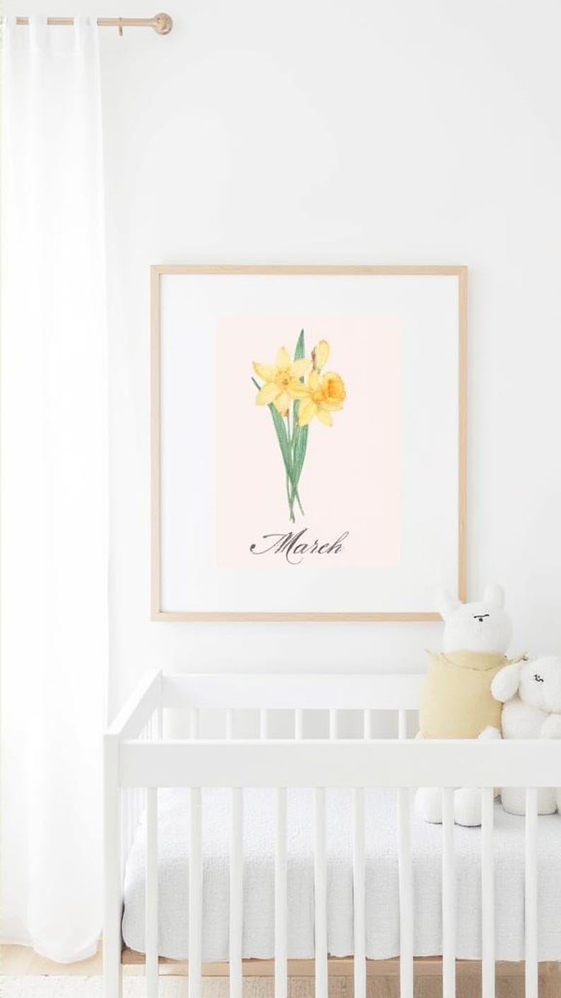 March Birth Flower Printable | Daffodil Wall Art | March Birthday Gift ...