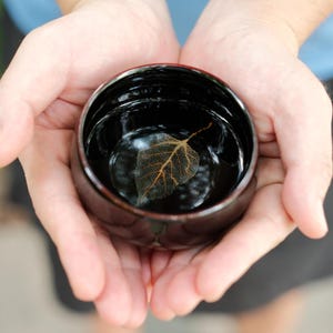 Real Leaf Tea Cup, Ceramic Sake Cup, Wood Fired Tenmoku, Jizhou Kiln ...