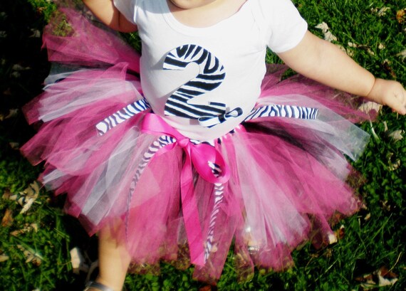 Items similar to Hot Pink and Zebra Birthday Tutu - Ready to ship in 2 ...