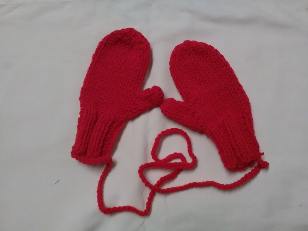 Child's Mittens on A String-hot Red - Etsy