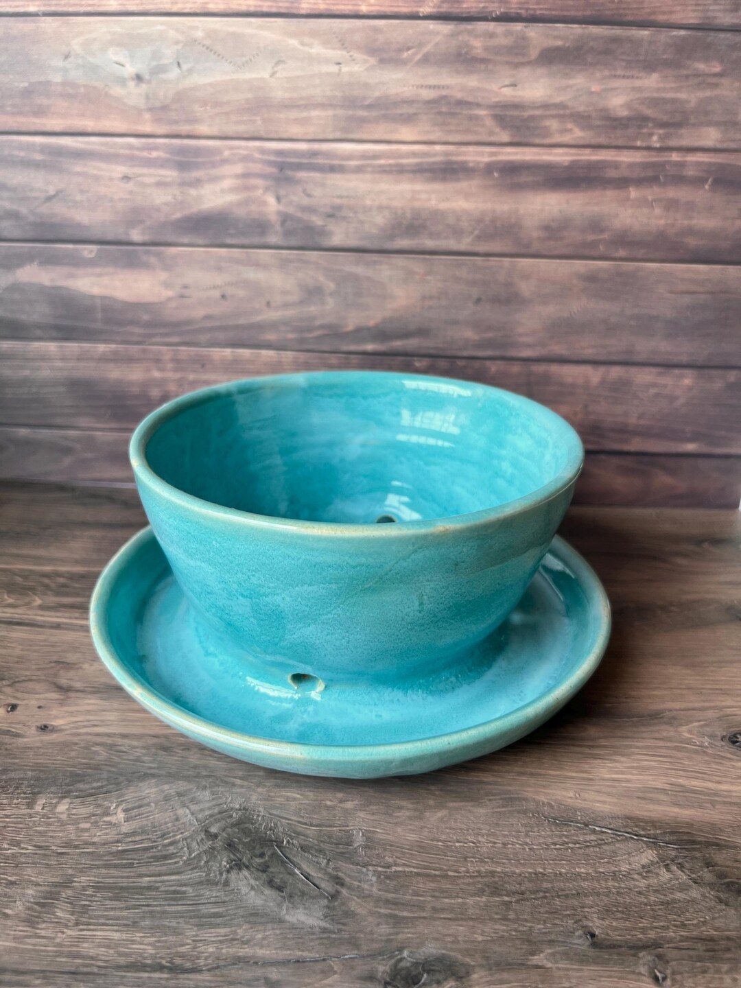 Handmade Turquoise Ceramic Planter With Matching Drip Tray – Modern ...
