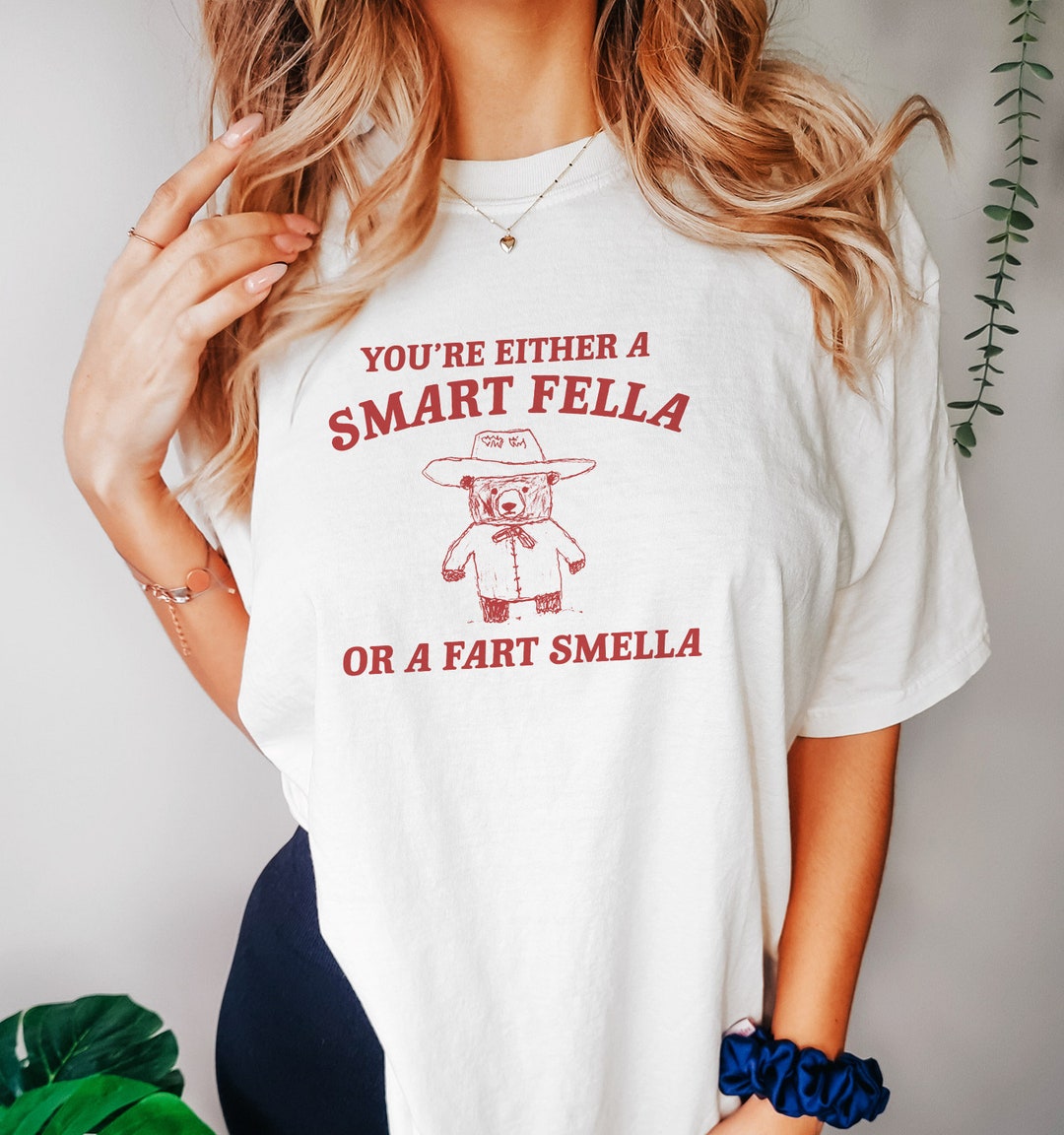 Are You A Smart Fella or Fart Smella Retro Cartoon T Shirt, Weird T ...