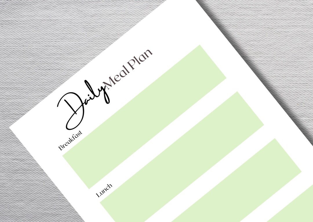 Daily Meal Planner Printable | One Page Menu Planner | Meal Prep & Food ...
