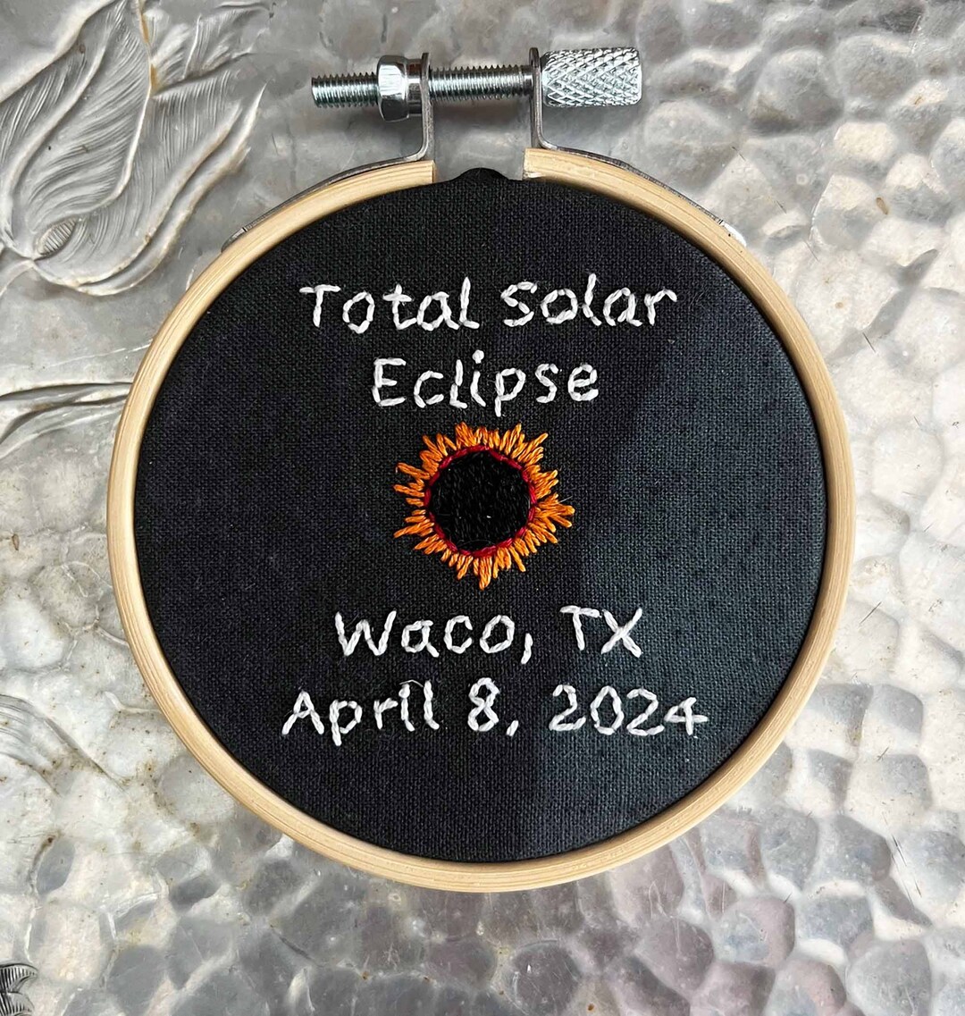 Total Solar Eclipse Embroidery Hoop Art Hand Embroidered in a 3 Hoop ...