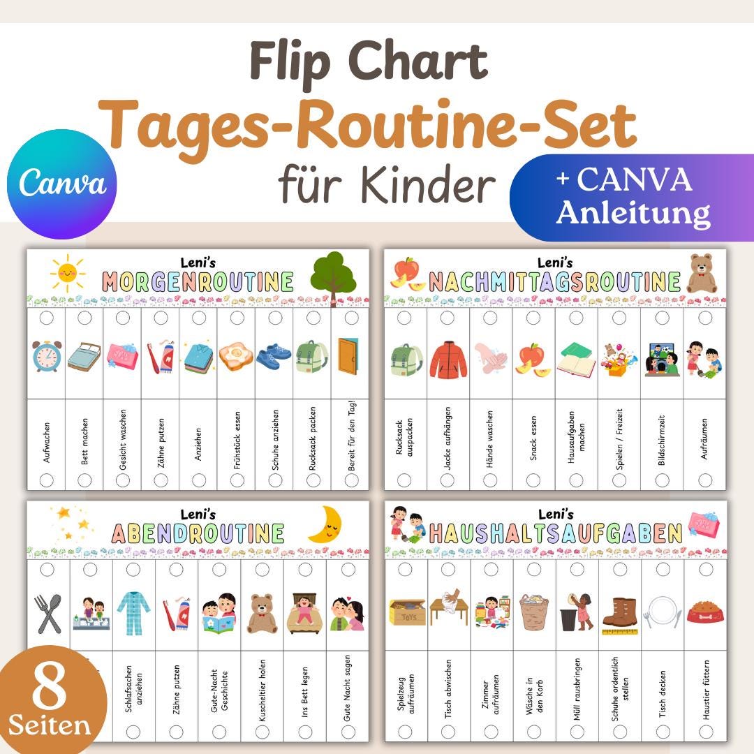 Flip Routine Chart for Kids – Morning, Afternoon, Evening, Household ...