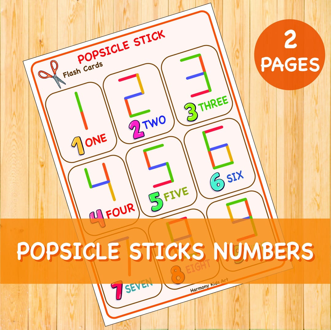 Popsicle Sticks Numbers and Math Signs Flash Cards. Montessori ...
