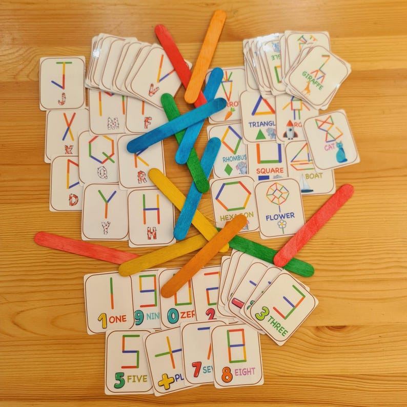 Popsicle Stick Flash Cards: Alphabet, Numbers, Shapes - Montessori ...