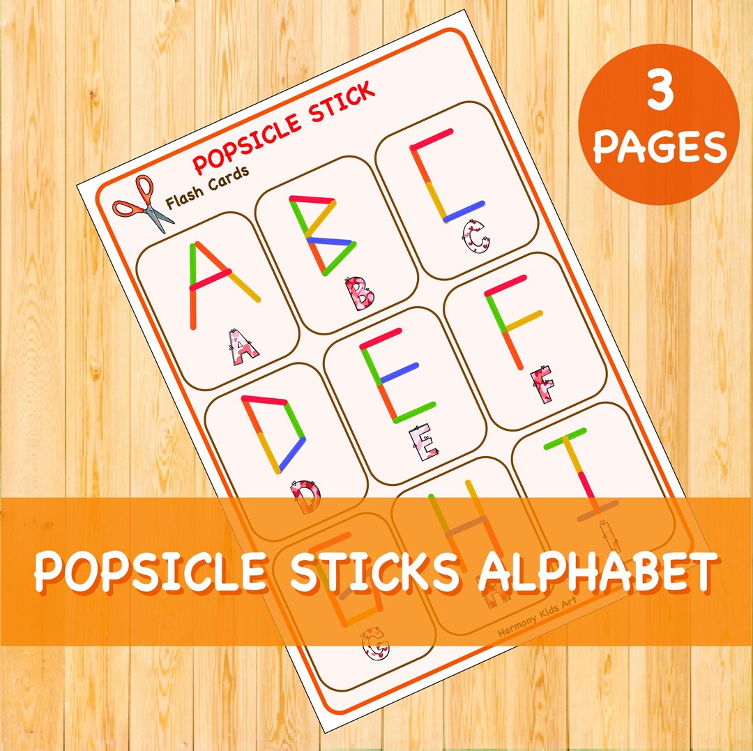 Popsicle Sticks Alphabet Flash Cards Activity Montessori Printable ...