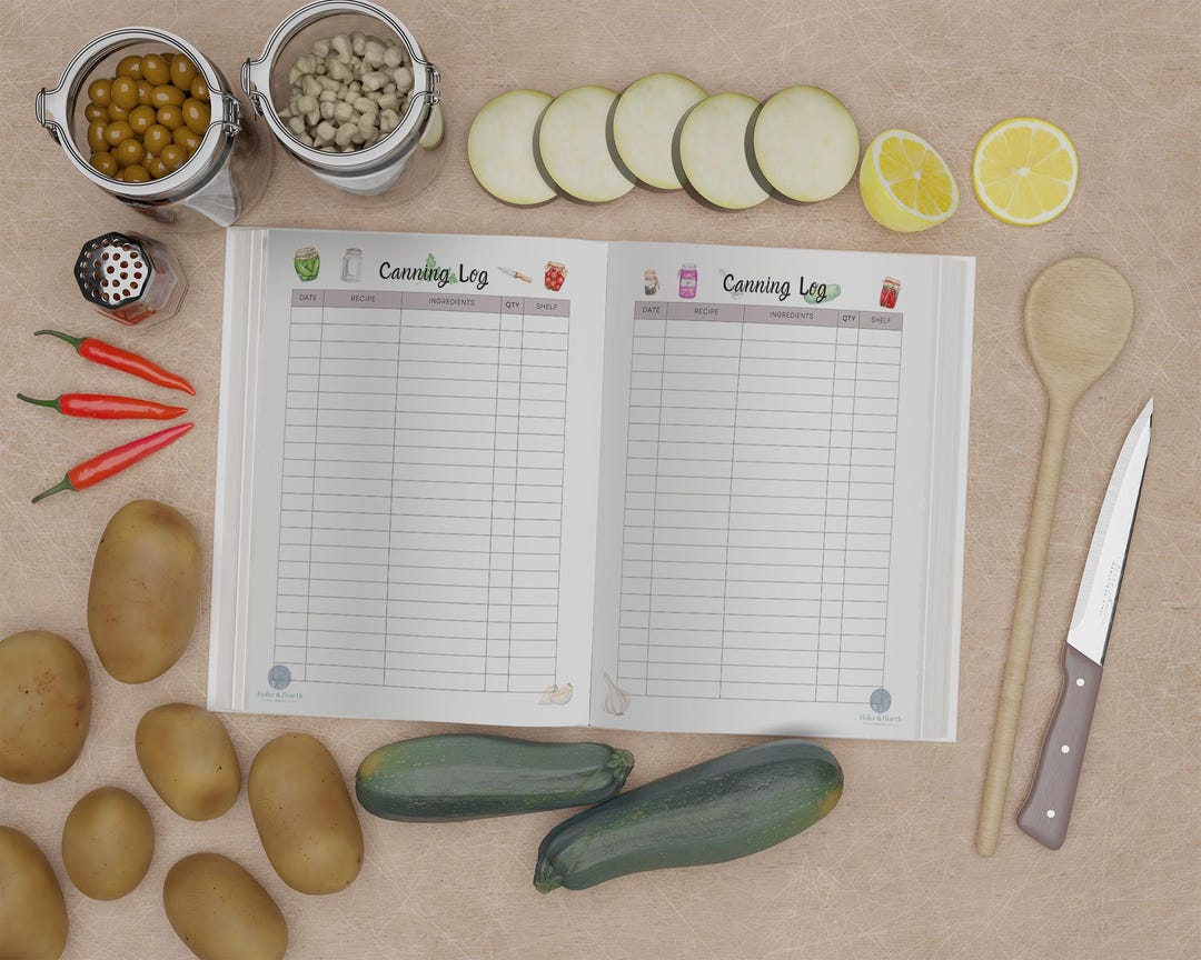 Printable Canning Log With Water Bath & Pressure Canning Chart Guide ...