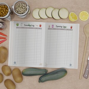 Printable Canning Log With Water Bath & Pressure Canning Chart Guide ...