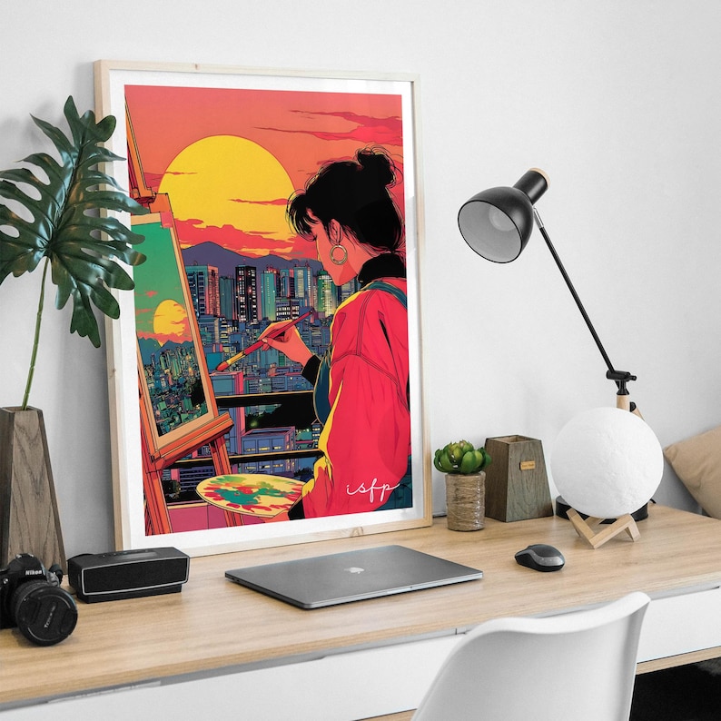 ISFP Print MBTI Design Neon Style ISFP Pop Art Japanese City Vibe Girl ...