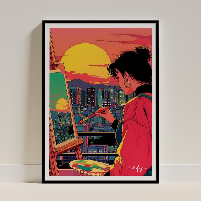 ISFP Print MBTI Design Neon Style ISFP Pop Art Japanese City Vibe Girl ...