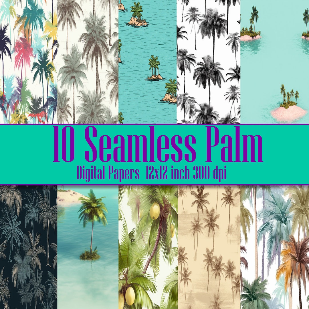 Palm Tree Digital Papers Palm Tree Seamless Patterns Great for Palm ...