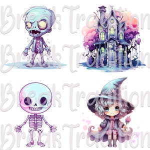 Cute Chibi Pastel Halloween Clipart 20 Transparent PNG Images - Etsy