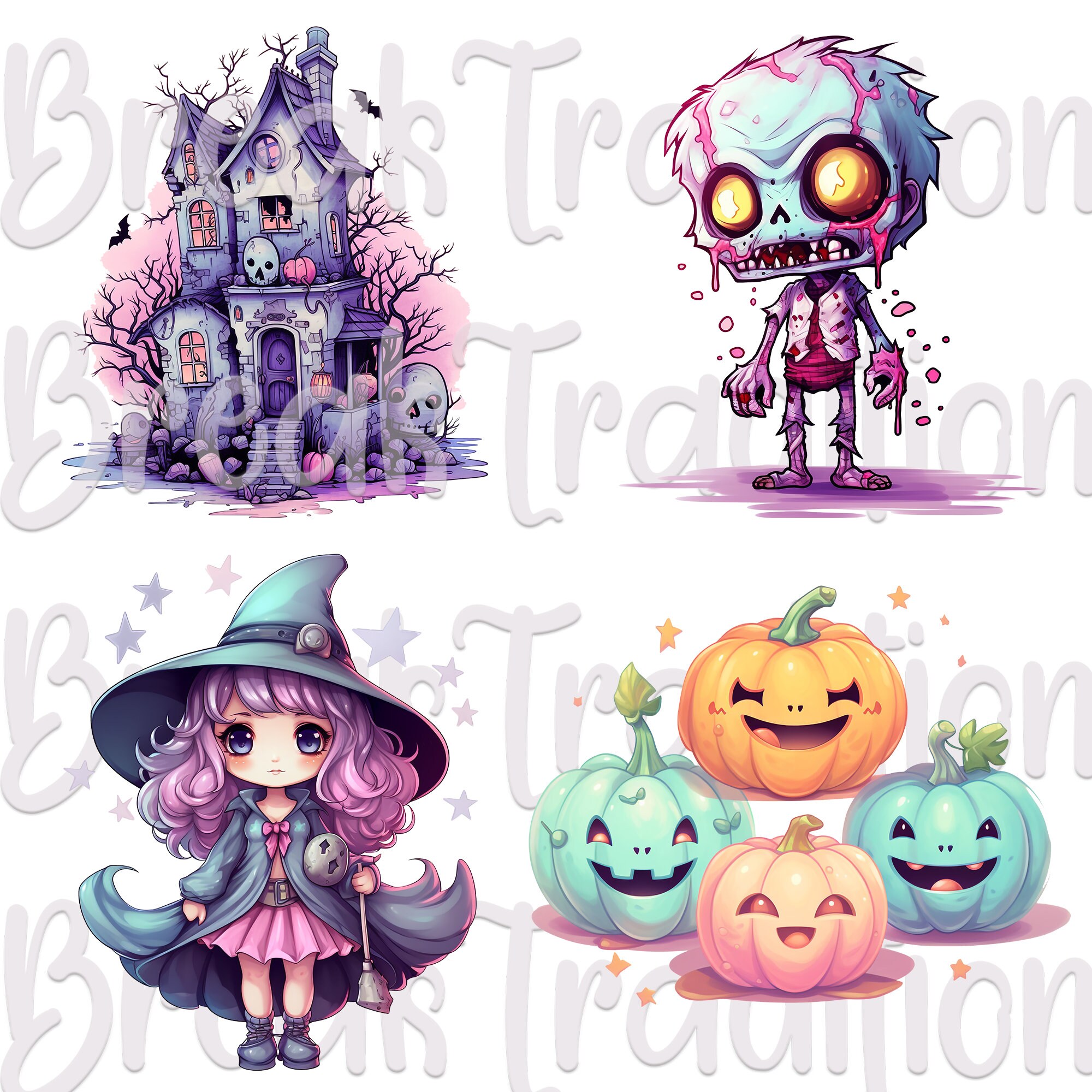 Cute Chibi Pastel Halloween Clipart 20 Transparent PNG Images - Etsy