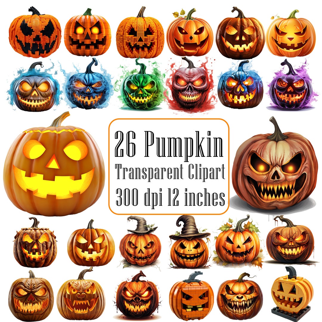Pumpkin Halloween Clipart Bundle, High Resolution 300 DPI Digital ...