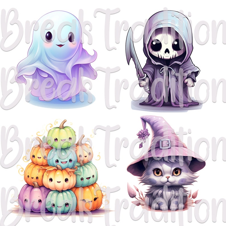 Cute Chibi Pastel Halloween Clipart 20 Transparent PNG Images - Etsy