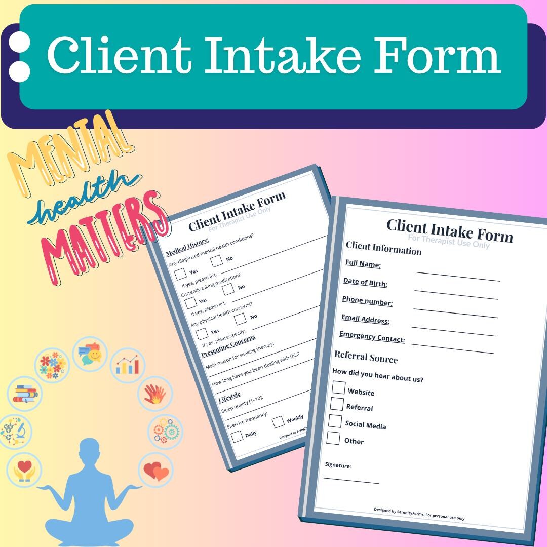 Editable Client Intake Form for Therapists: Printable Mental Health ...