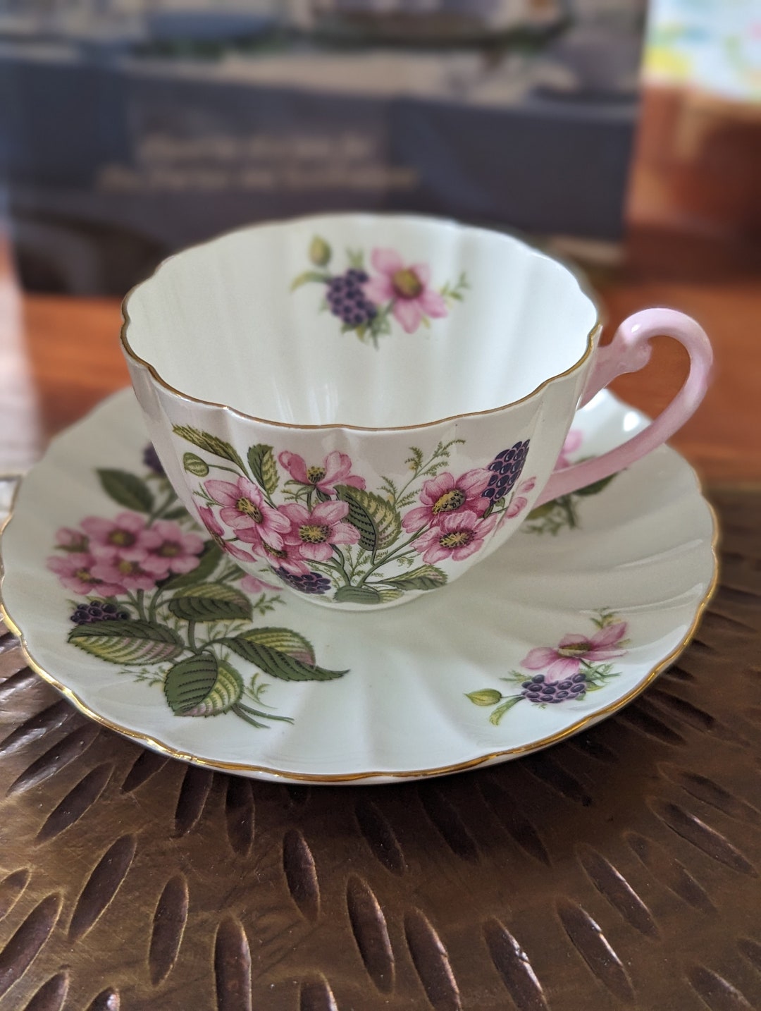 RARE Shelley Fine Bone China "bramble Blackberry" #2359 Cup and Saucer ...
