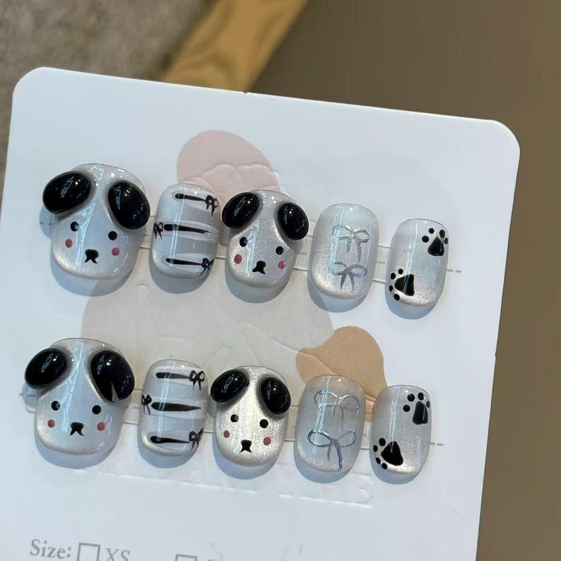 Handmade Dog Press on Nails, Reusable Short Gel Fake Nails - Etsy