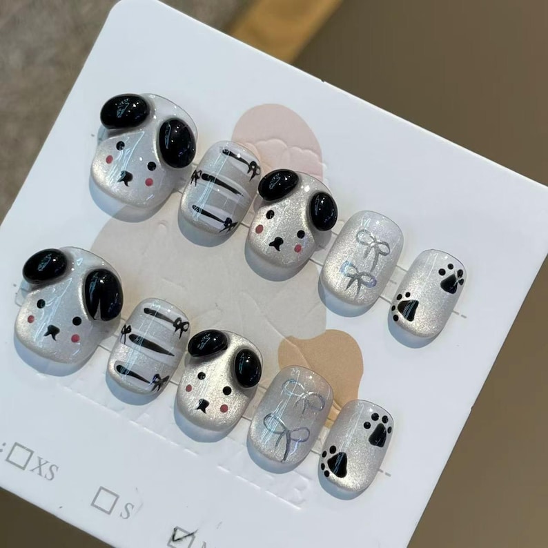 Handmade Dog Press on Nails, Reusable Short Gel Fake Nails - Etsy