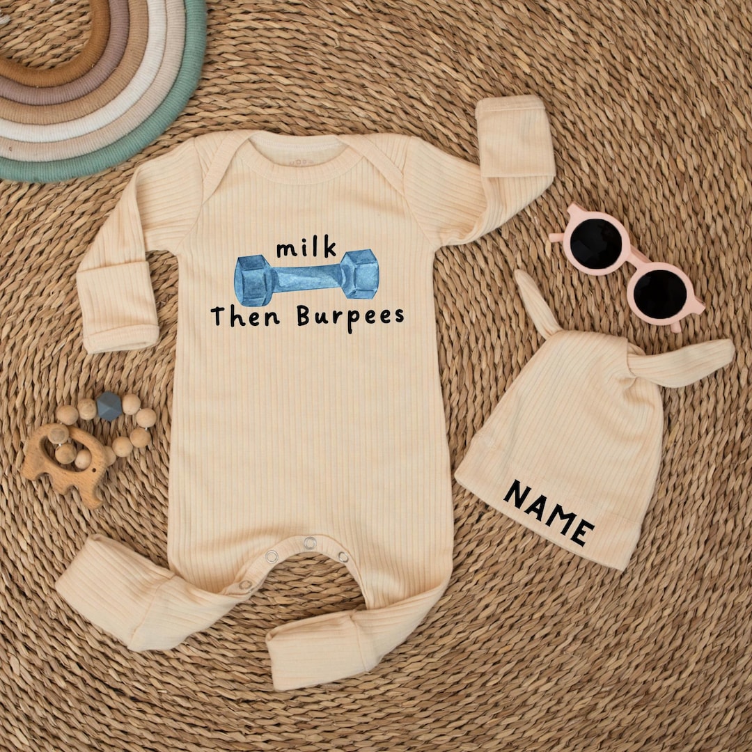 Milk Then Burpees Newborn Bodysuit, Funny Baby Bodysuit, Baby Shower ...