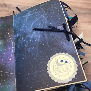 Moon & Stars Theme Baby Book, Outer Space, Personalized Baby Book, Baby ...