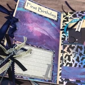 Moon & Stars Theme Baby Book, Outer Space, Personalized Baby Book, Baby ...