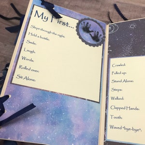 Moon & Stars Theme Baby Book, Outer Space, Personalized Baby Book, Baby ...