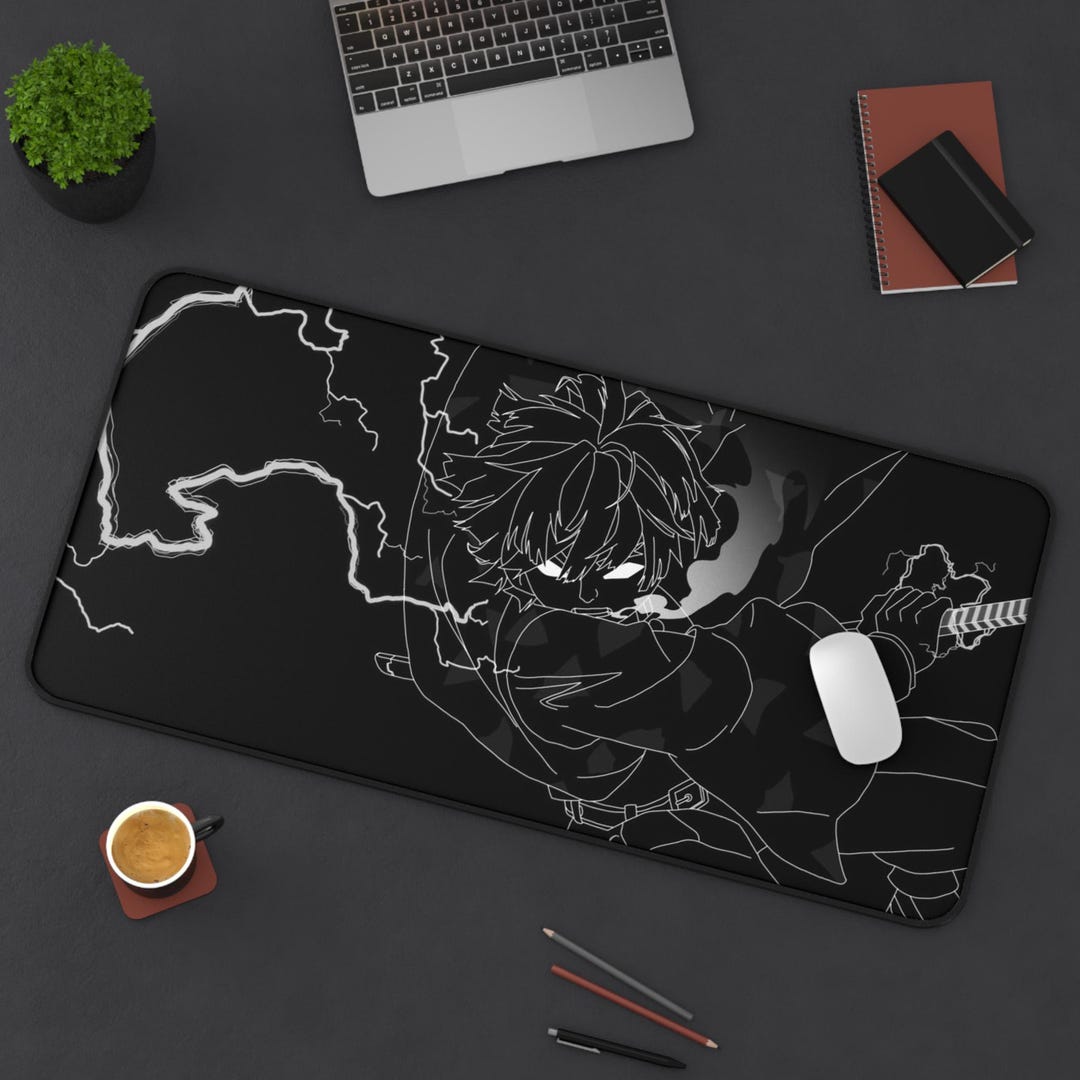 Dark Lightning Anime Character Desk Mat | Black Gaming Mousepad - Etsy