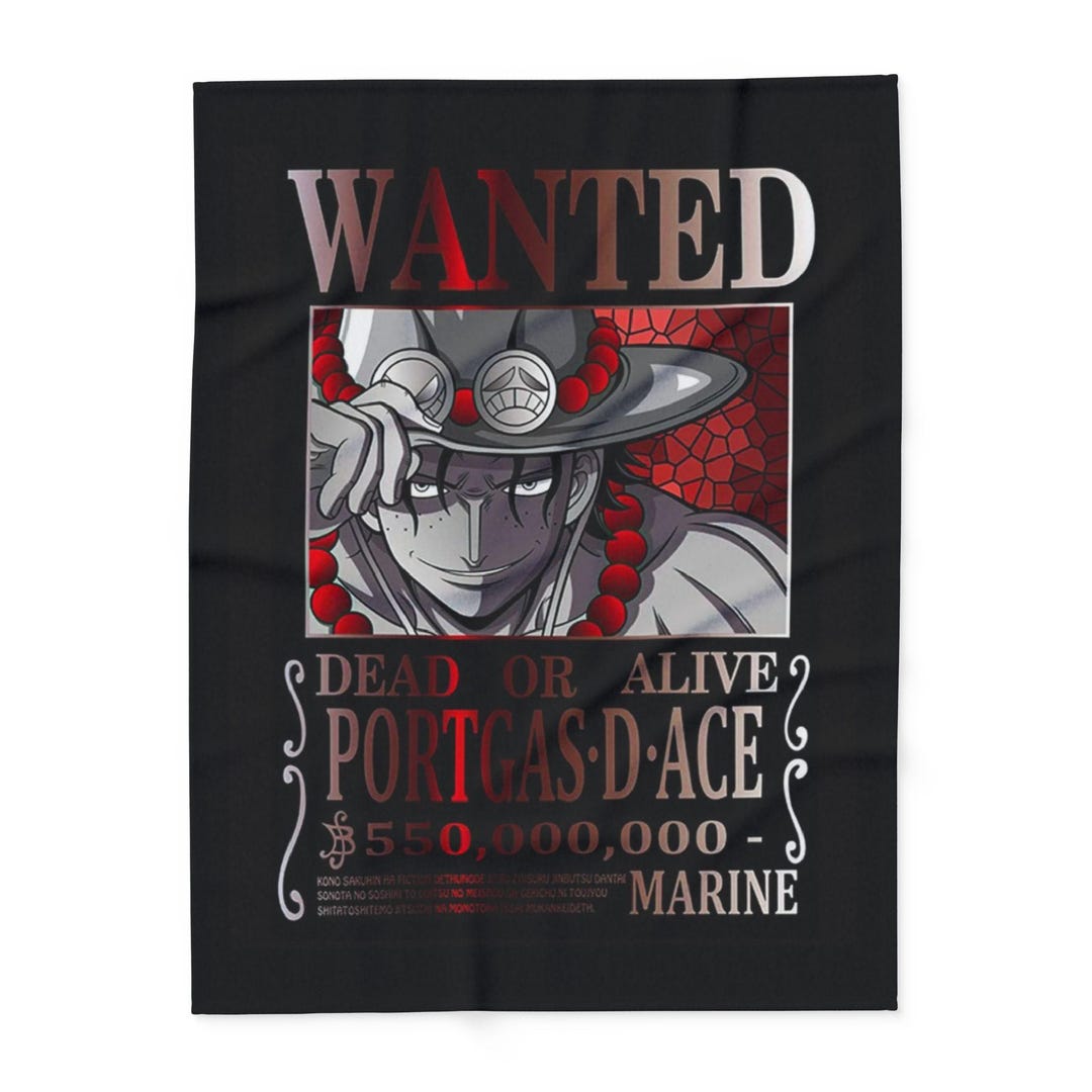 Ace Wanted Poster Fleece Blanket | Anime Throw Blanket - Etsy