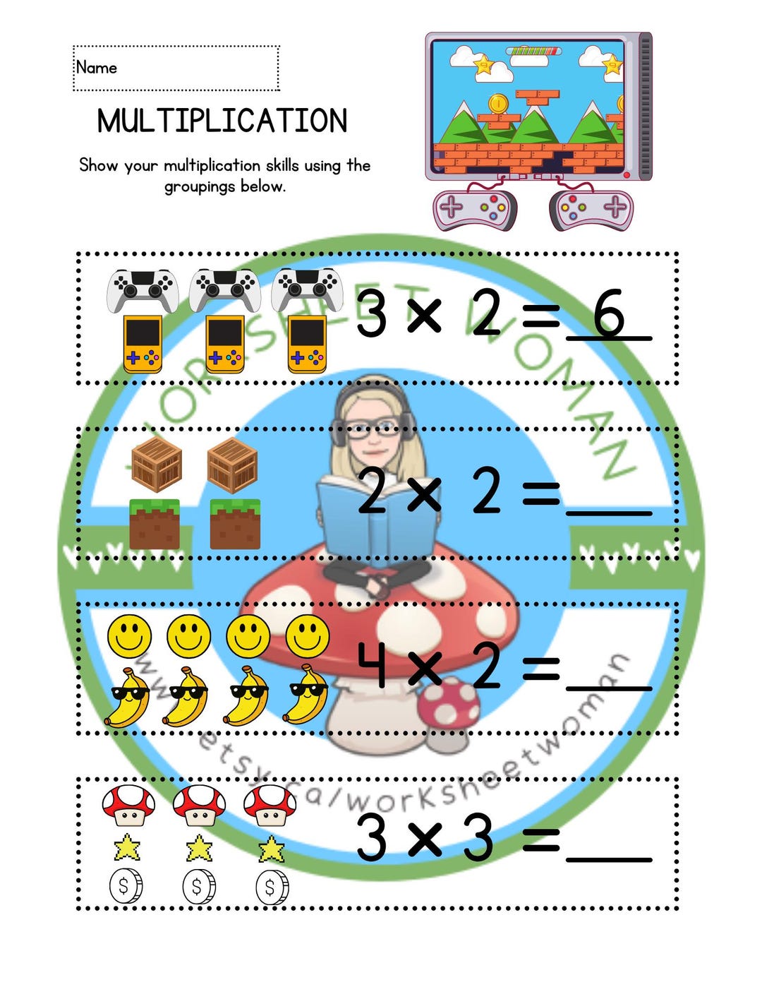 Beginner Multiplication Worksheet Intro to Multiplying Pictures & Arrays Ages 7-10 Workbook ...