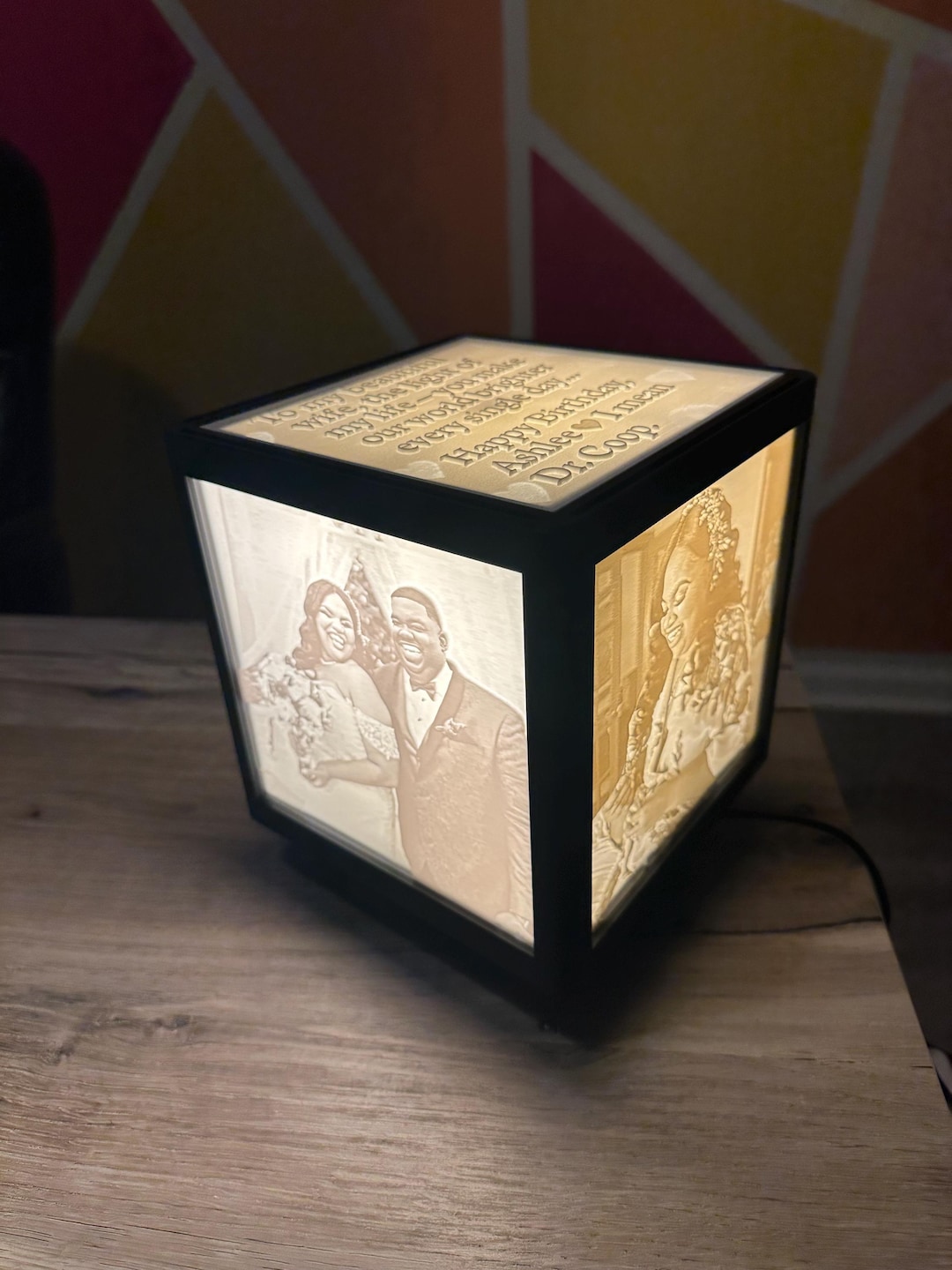 Custom 5 Photo Lithophane Lamp | Rotating 3D Printed Night Light ...