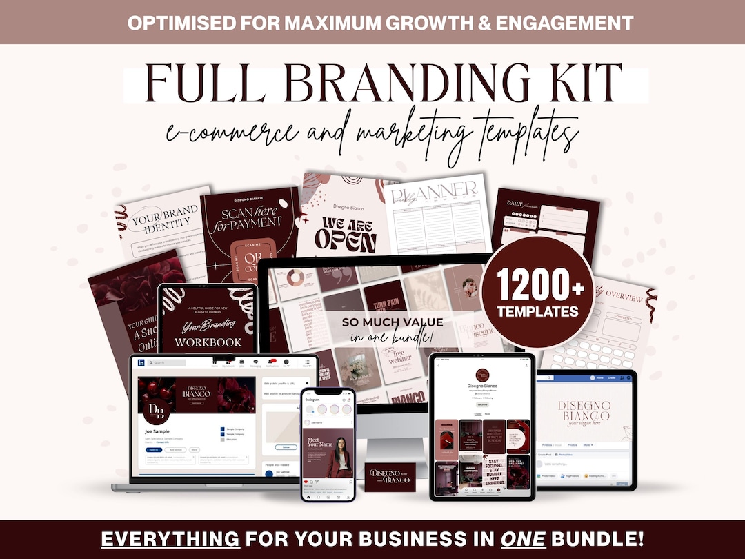 1200+ Branding Package Templates in Rich Burgundy | Canva Templates for ...