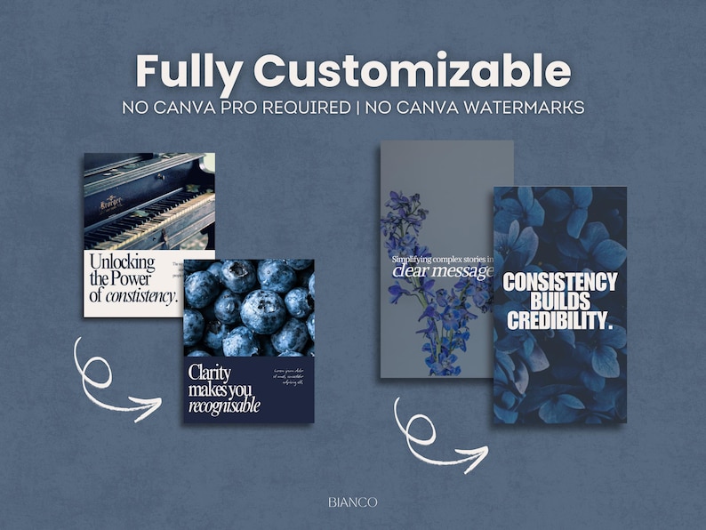 Deep Blue Instagram Templates Canva | Blueberry Branding Kit for Small ...