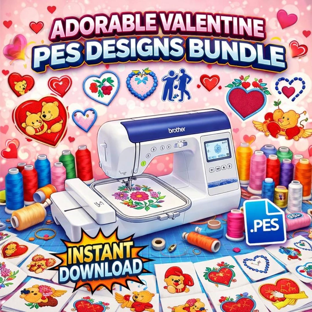 Valentine PES Embroidery Designs Bundle | Hearts, Love Quotes (instant ...