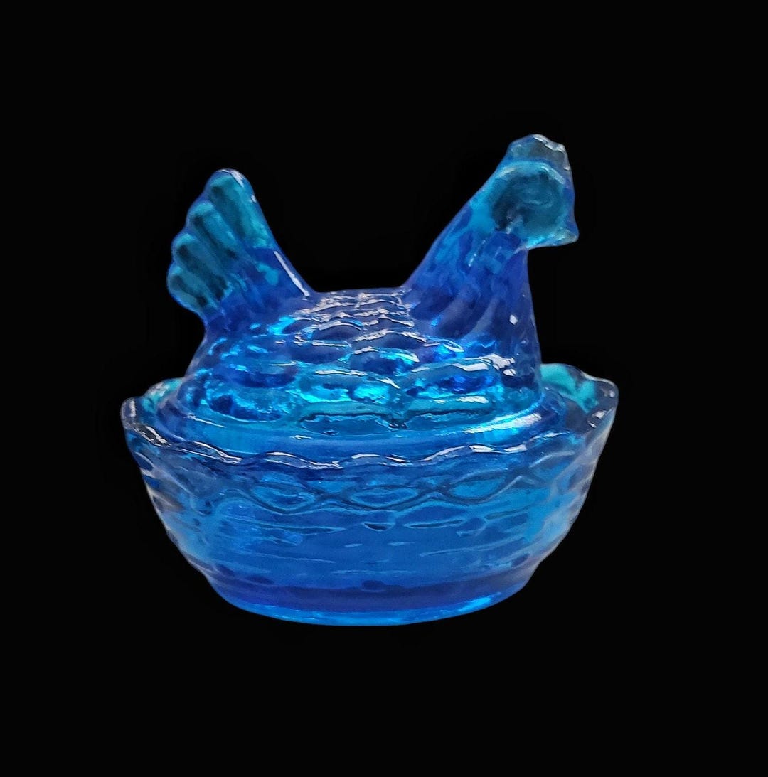 Summit Beautiful Tropical Blue Glass Mini Hen on Nest, Salt Cellar. - Etsy