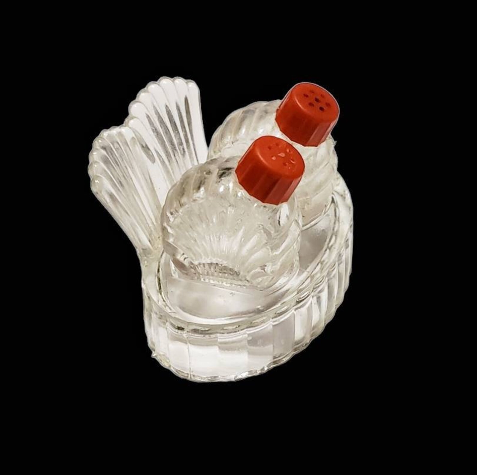 Vintage Art Deco Style Clear Glass Salt and Pepper Set. - Etsy