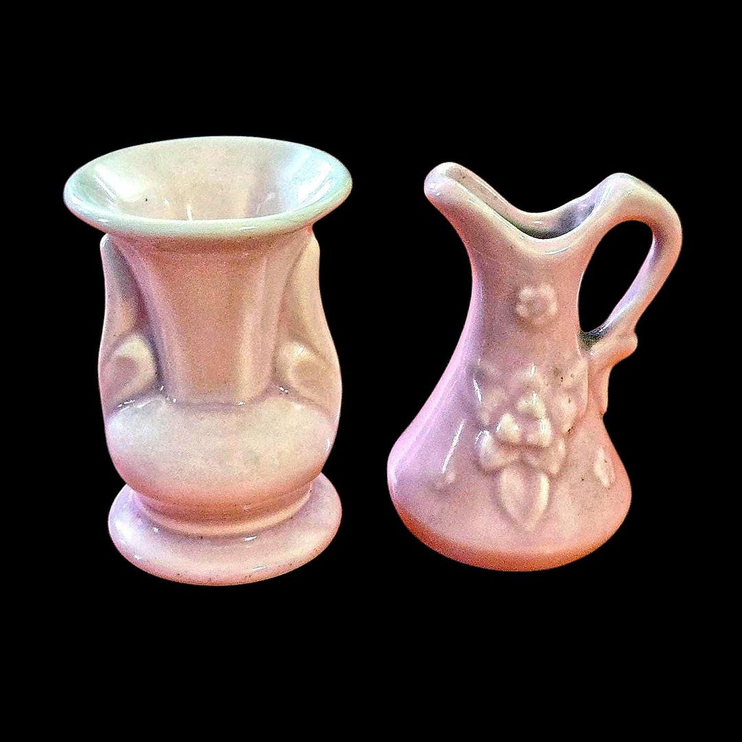 Vintage Shawnee Miniature Floral Pitcher or Vase in Light Pink ...