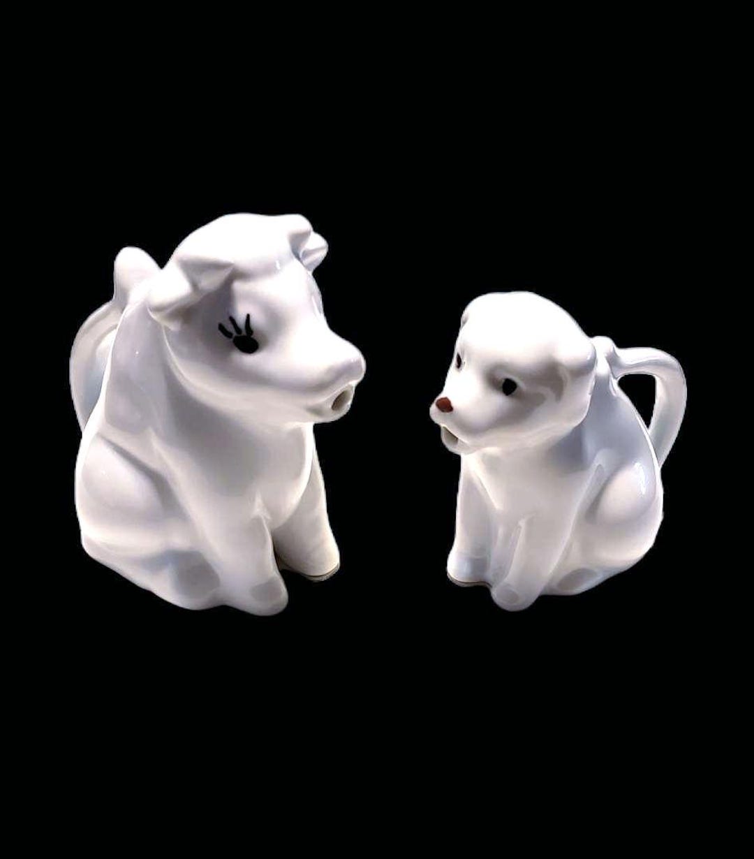 2-cute Mini White Porcelain Animal Pitchers Available One Dog and One ...